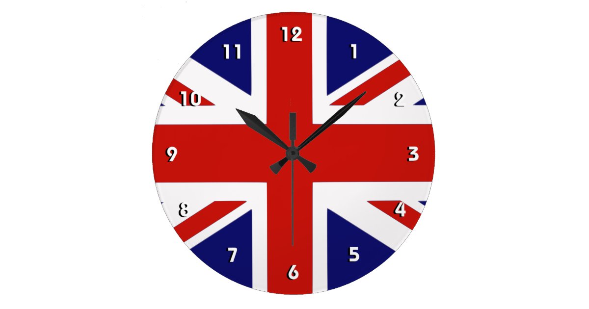 British flag wall clock with numbers | Zazzle.ca
