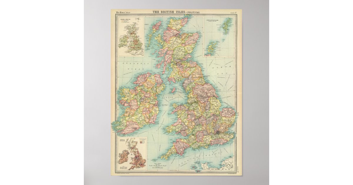 British Isles political map Poster | Zazzle