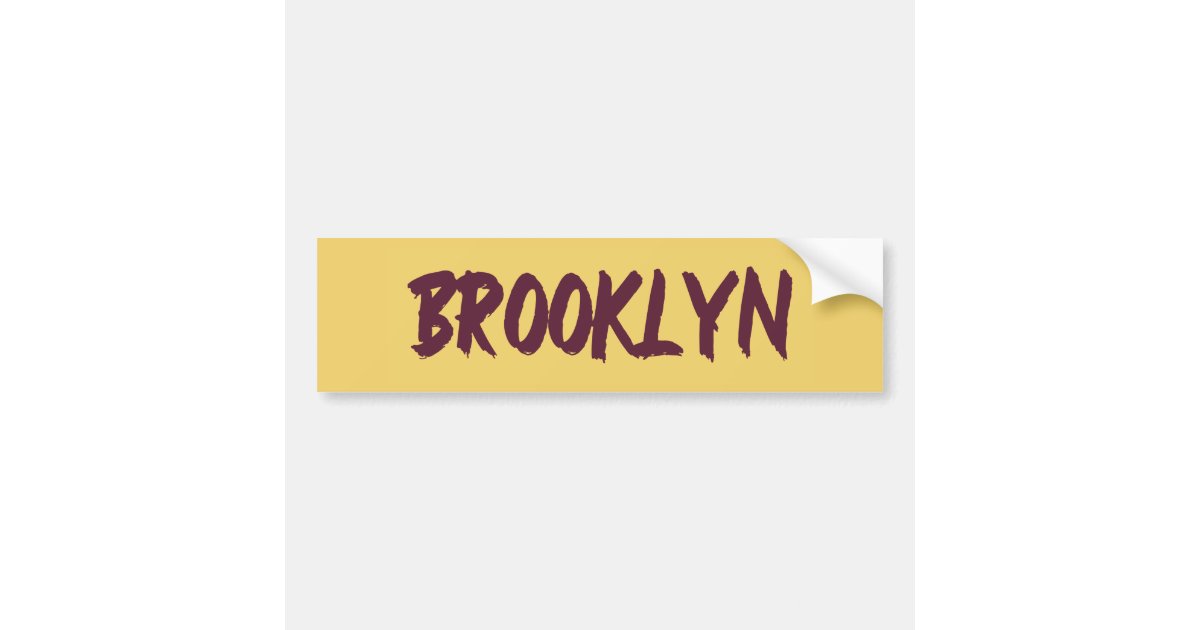 Brooklyn Text Base Design on Yellow Background Bu Bumper Sticker | Zazzle