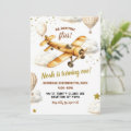 Brown Vintage Airplane Time Flies First Birthday Invitation | Zazzle
