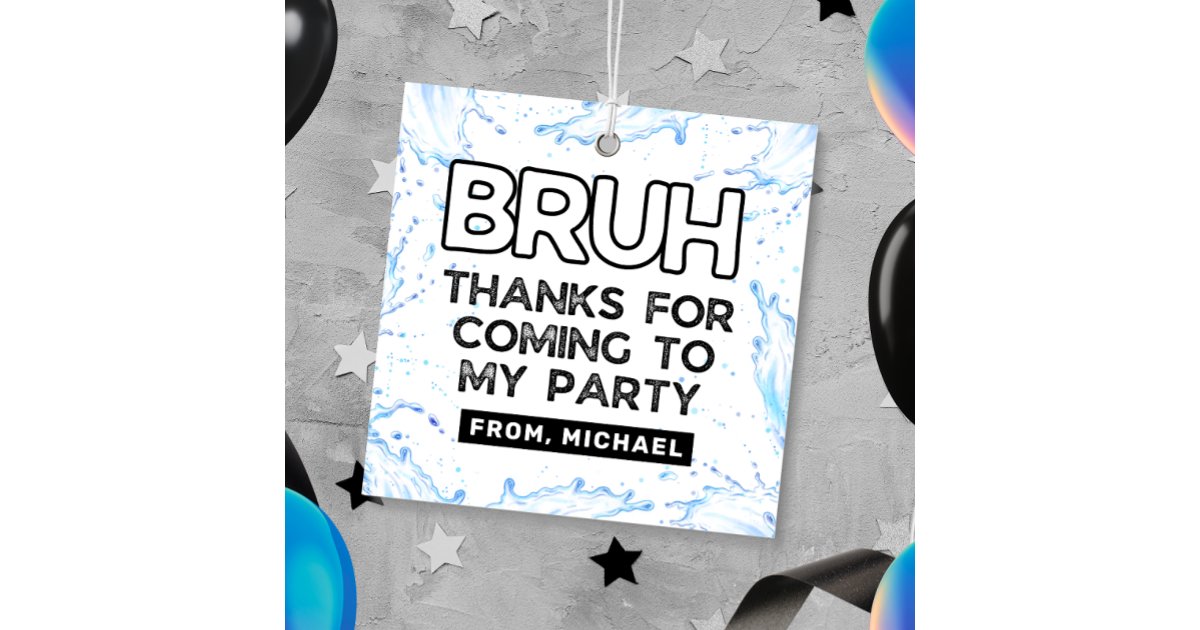Bruh Pool Party Birthday Favour Tags | Zazzle