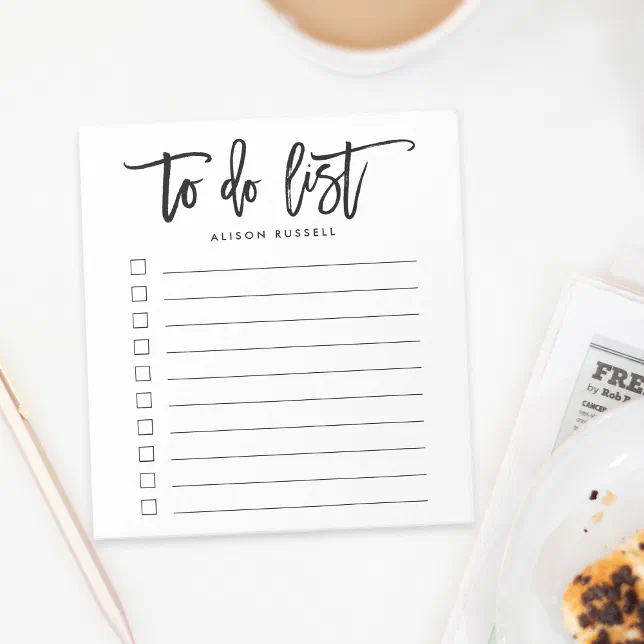 Brush Lettered Personalized To Do List Notepad | Zazzle