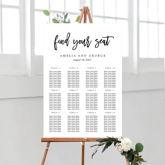 Brushed Charm EDITABLE COLOR Seating Chart Faux Canvas Print | Zazzle