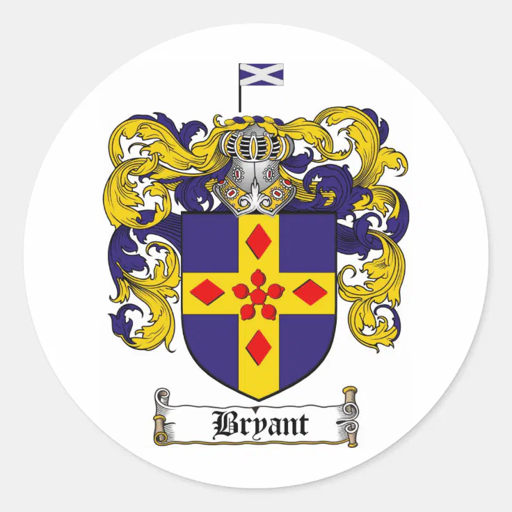 BRYANT FAMILY CREST - BRYANT COAT OF ARMS CLASSIC ROUND STICKER | Zazzle