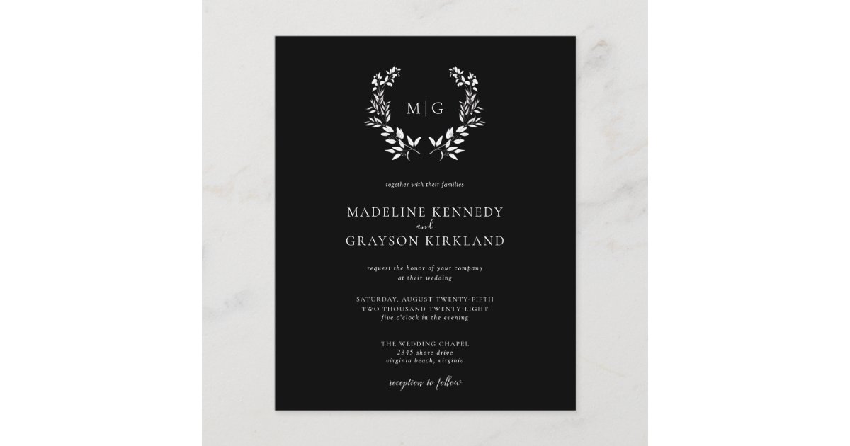 Budget Monogram Floral Wedding Invitation | Zazzle