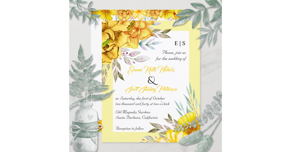 BUDGET QR code yellow flowers wedding invitation | Zazzle