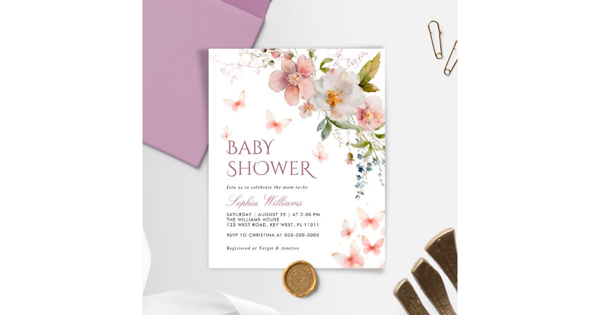 Budget Rustic Butterflies Baby Shower Invitation | Zazzle