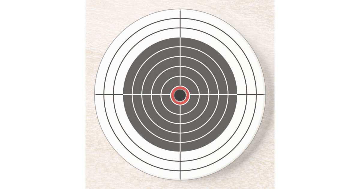 Bullet hole in the target - bull's eye shooting coaster | Zazzle