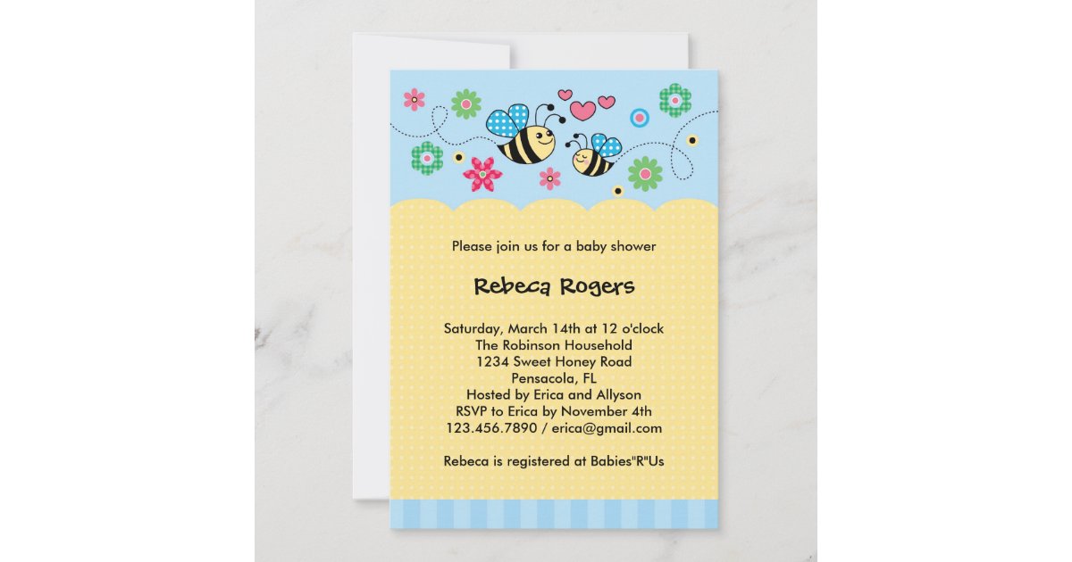 Bumble Bee Baby Shower Invitation | Zazzle