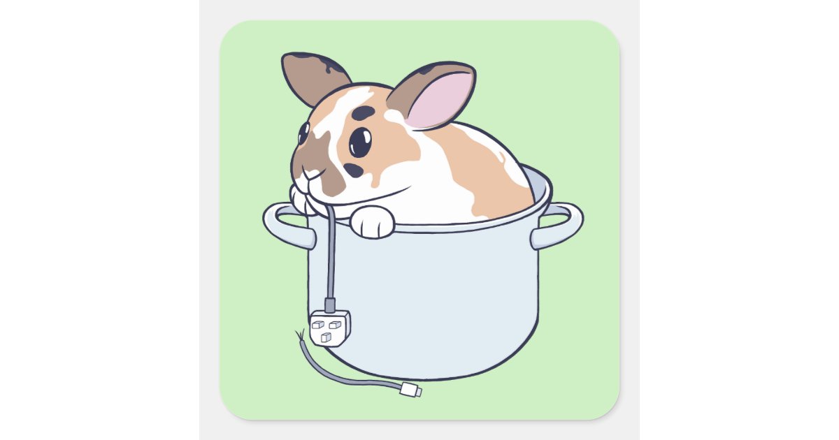 Bunny in a Stew! Square Sticker | Zazzle