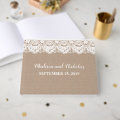 Burlap and Lace Wedding Guest Book, Rustic Book | Zazzle