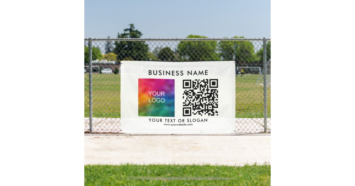 Business Logo QR Code Outdoor Template Best Top Banner | Zazzle