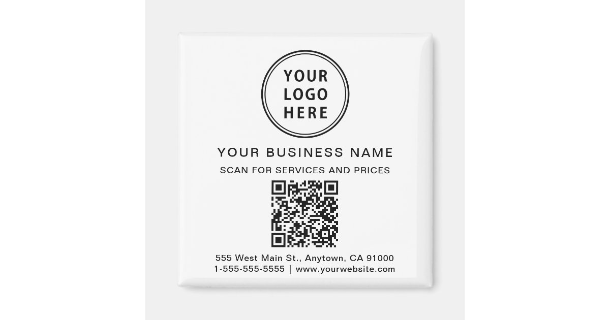 Business Logo QR Code Promotional Magnet | Zazzle