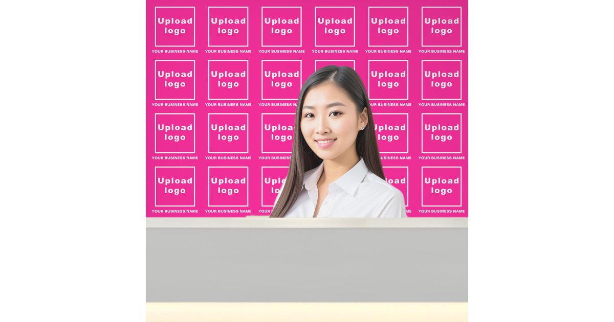 Business Name and Logo on Pink Wallpaper | Zazzle