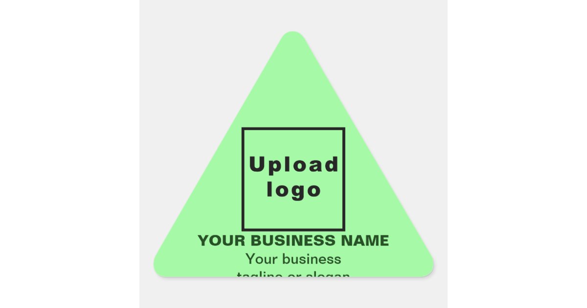 Business Name, Logo and Tagline on Light Green Triangle Sticker | Zazzle
