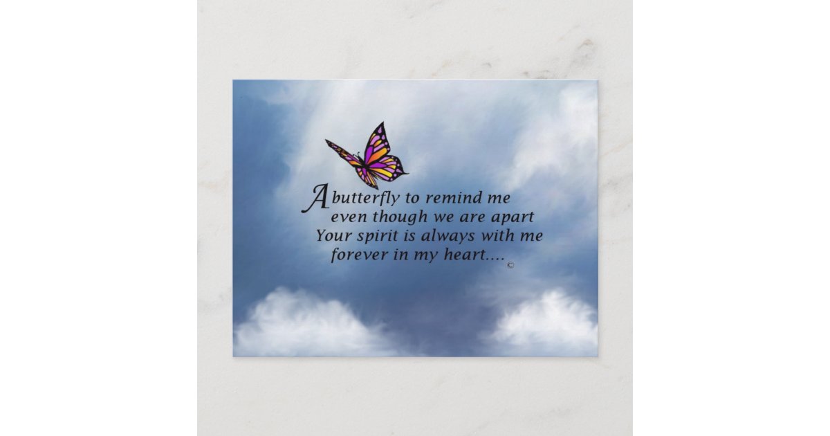 Butterfly Memorial Poem Postcard | Zazzle