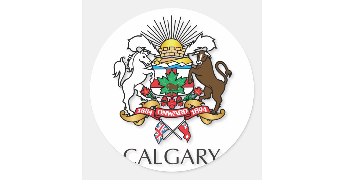 Calgary coat of arms classic round sticker | Zazzle