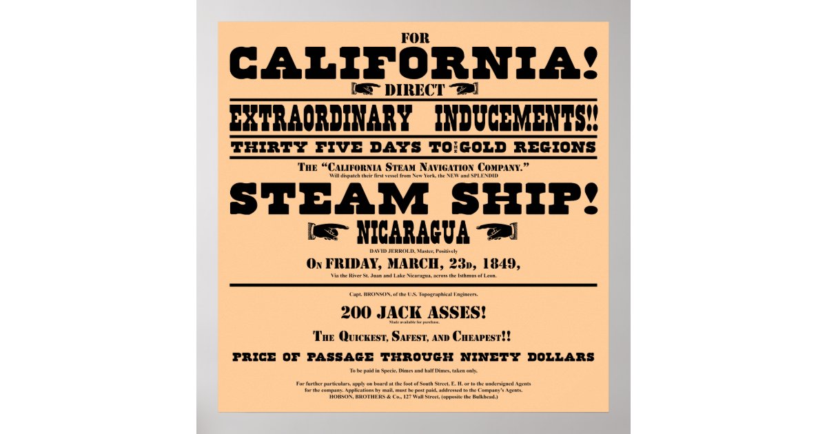 California Gold Rush Handbill Poster | Zazzle