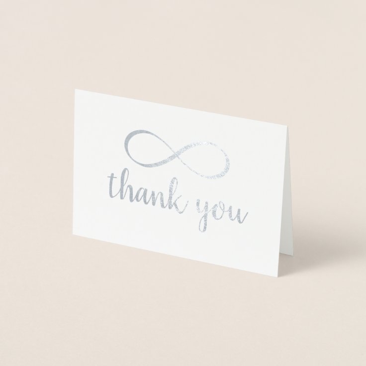 Calligraphy Thank You Infinity Symbol Foil Card | Zazzle