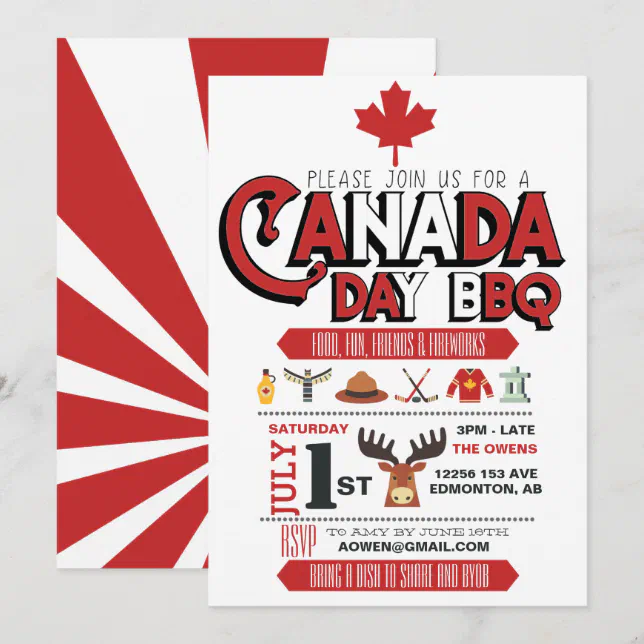 Canada Day BBQ Party Invitation | Zazzle
