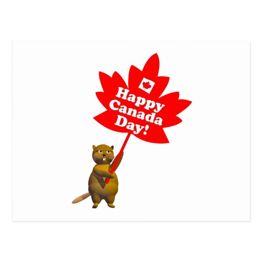 Canada Day Beaver and Maple Leaf Postcard | Zazzle.ca