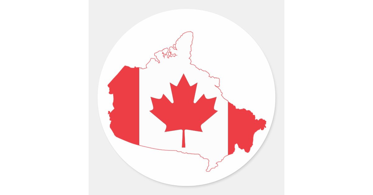 Canada Flag Map Classic Round Sticker | Zazzle