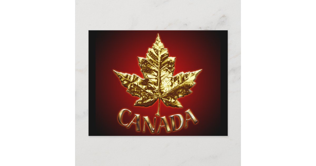 Canada Souvenir Postcards Gold Canada Flag Cards | Zazzle