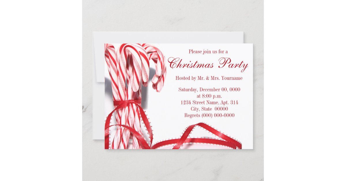 Candy Canes Christmas Party Invitations | Zazzle
