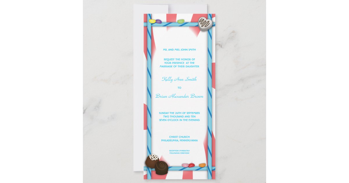 Candy "Ticket" Invitation/Menu Card | Zazzle