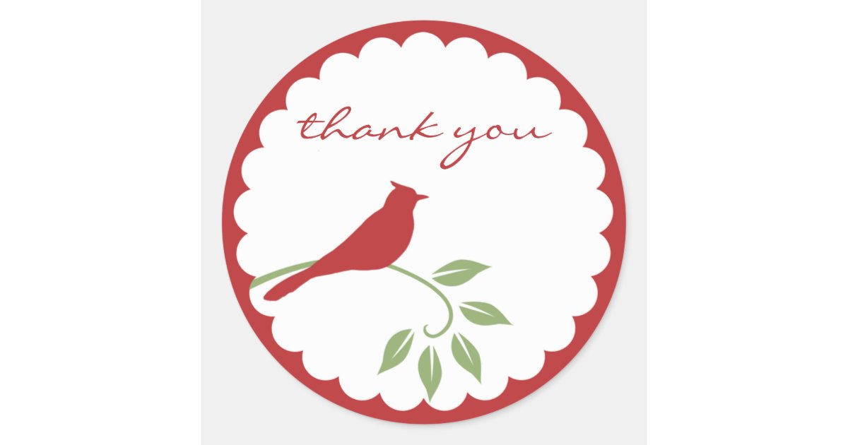 Cardinal Sticker - Thank You | Zazzle
