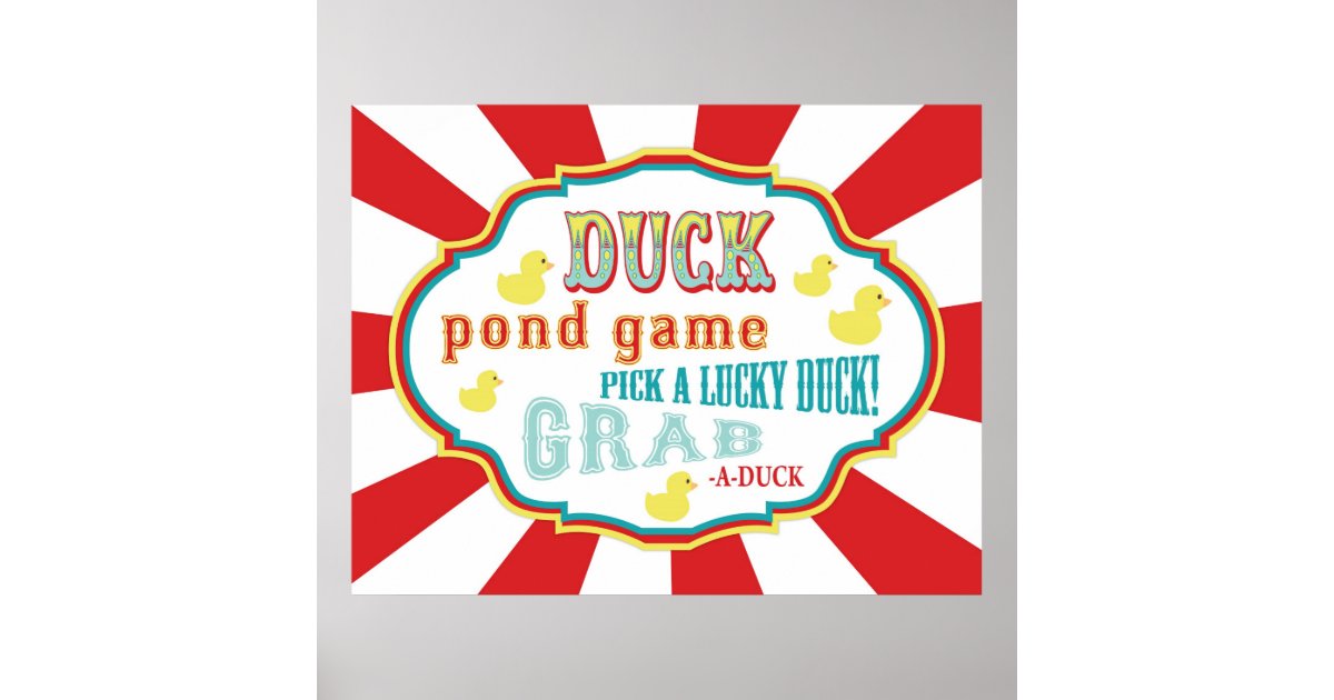 Carnival Sign Duck Pond Game | Zazzle