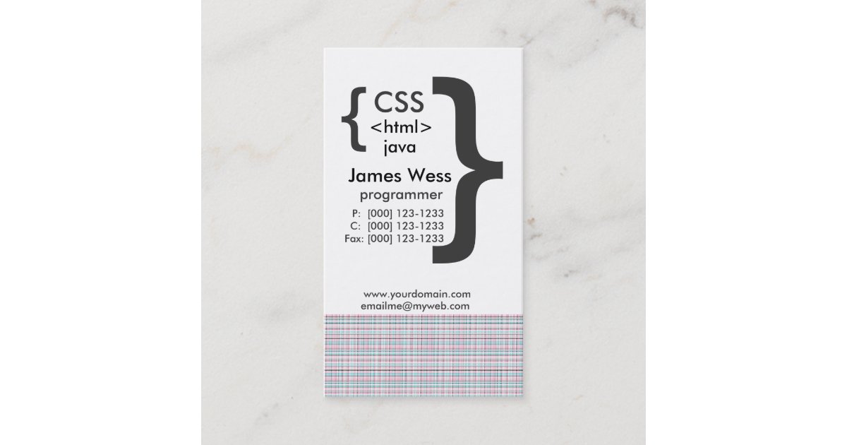 Carte De Visite Techie Java CSS Computer Web Programmer | Zazzle.ca