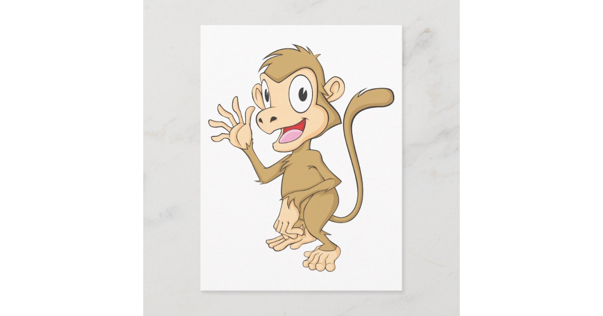 Carte Postale Cute Singe Waving Main Bonjour Adieu | Zazzle.ca