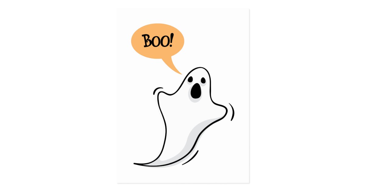 Cartoon ghost saying Boo! postcard | Zazzle.ca