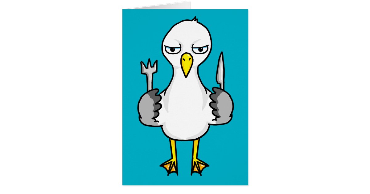 Cartoon Hungry Seagull | Zazzle