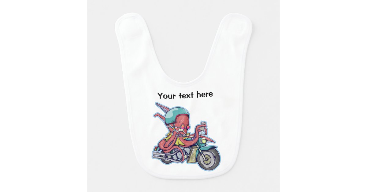 CARTOON OCTOPUS RIDING A MOTORCYCLE BIB | Zazzle