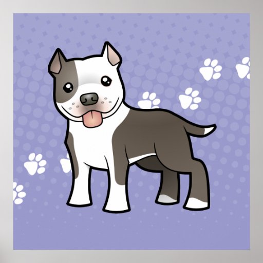 Cartoon Pitbull / American Staffordshire Terrier Poster | Zazzle