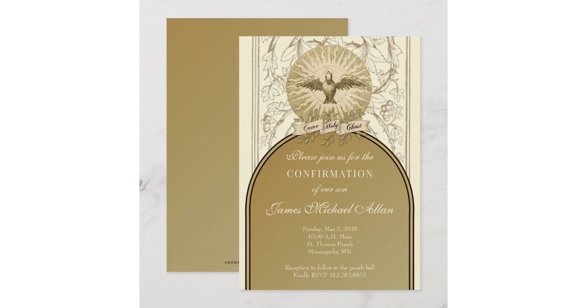 Catholic Confirmation Gold Holy Spirit Invitation | Zazzle