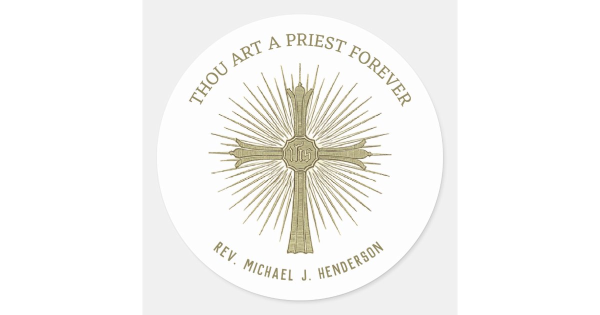 Catholic Priest Anniversary Ordination Cross Classic Round Sticker | Zazzle