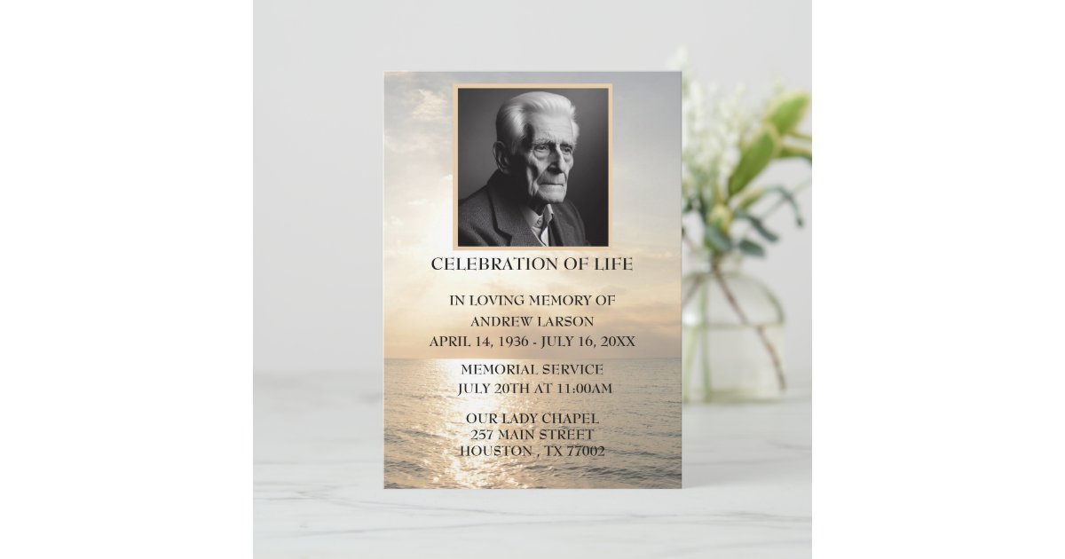 Celebration of Life Ocean Memorial bereavement Invitation | Zazzle