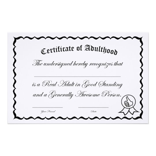 Certificate of Adulthood Stationery | Zazzle.ca