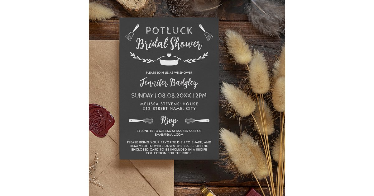 Charming Pot & Tools Potluck Bridal Shower Invitat Invitation | Zazzle