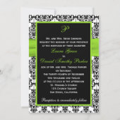 Chartreuse, White, Black Damask Wedding Invitation | Zazzle