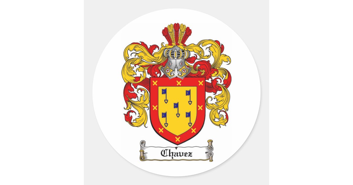CHAVEZ FAMILY CREST - CHAVEZ COAT OF ARMS CLASSIC ROUND STICKER | Zazzle