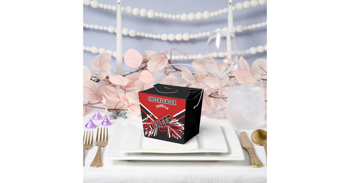 Cheerleader in Red, White and Black Favor Box | Zazzle