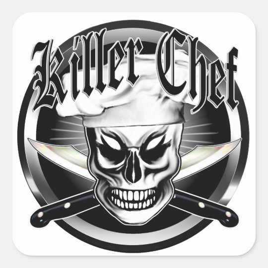 Chef Skull 4: Killer Chef Square Sticker | Zazzle.ca