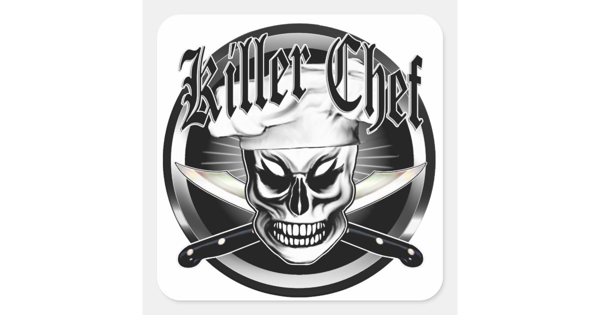Chef Skull 4: Killer Chef Square Sticker | Zazzle