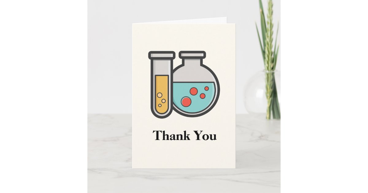 Chemistry Test Tube and Beaker Thank You Card | Zazzle