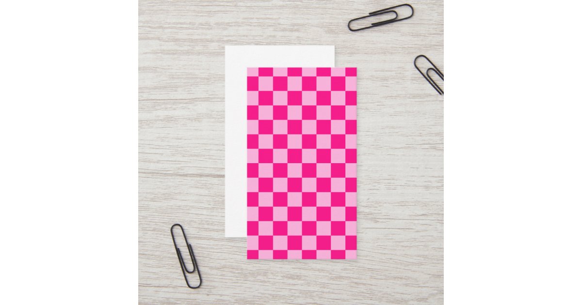 Chequered squares light hot pink geometric retro business card | Zazzle