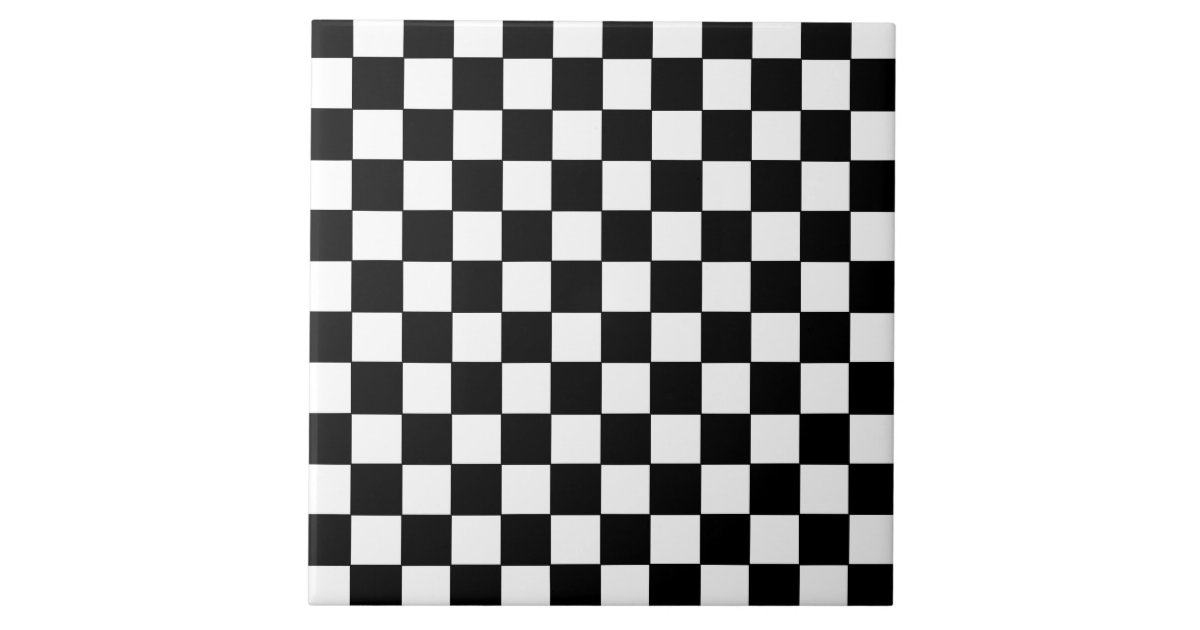 Chequered White and Black Tile | Zazzle